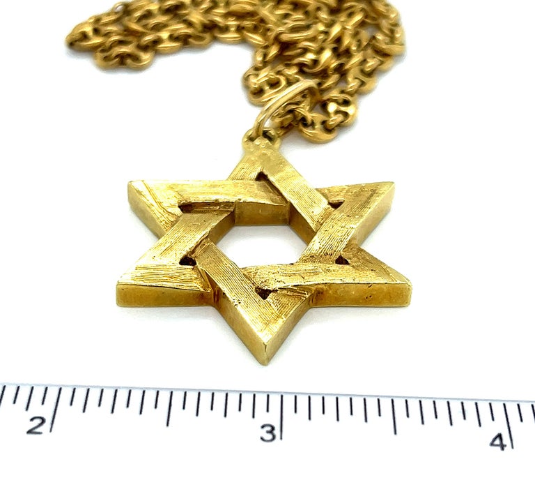 Solid 18k Yellow Gold Large Star of David Pendant and Mariner Link ...
