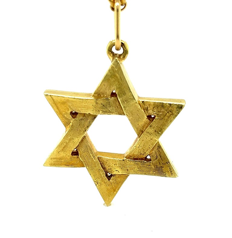 Solid 18k Yellow Gold Large Star of David Pendant and Mariner Link ...