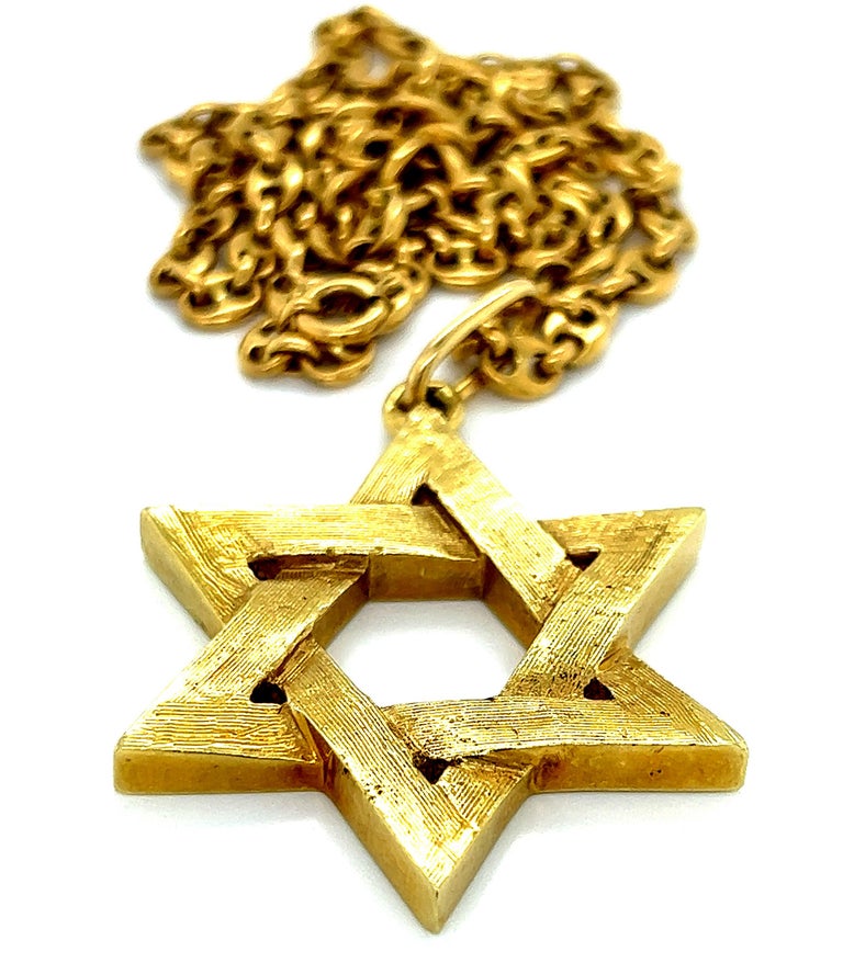 Solid 18k Yellow Gold Large Star of David Pendant and Mariner Link ...