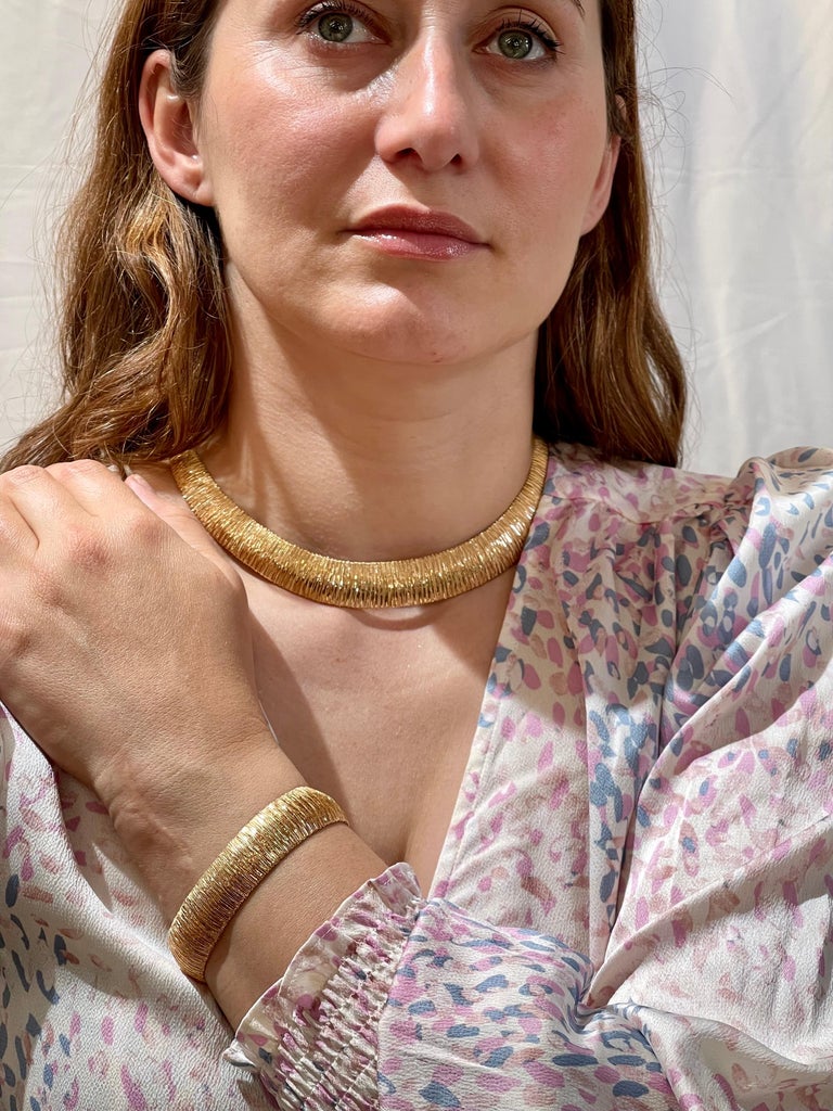 Solid 18Kt Yellow Gold Cleopatra Collar Bib Necklace Choker and ...