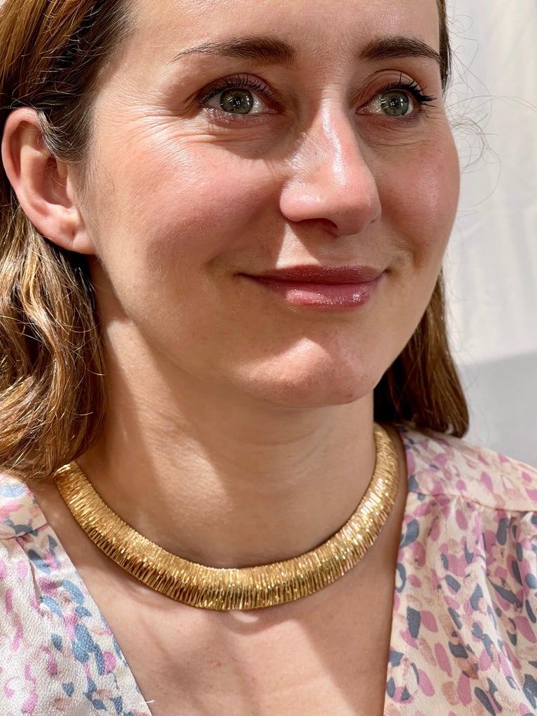 Solid 18Kt Yellow Gold Cleopatra Collar Bib Necklace Choker and ...