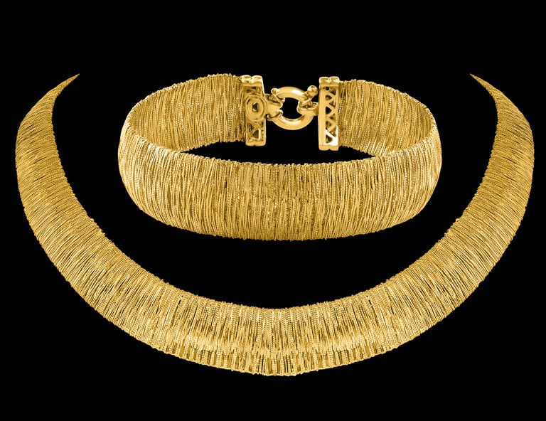 Solid 18Kt Yellow Gold Cleopatra Collar Bib Necklace Choker and ...