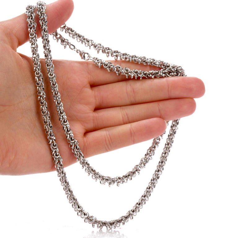 Solid 18 Karat Chain White Gold Link Necklace For Sale at 1stDibs