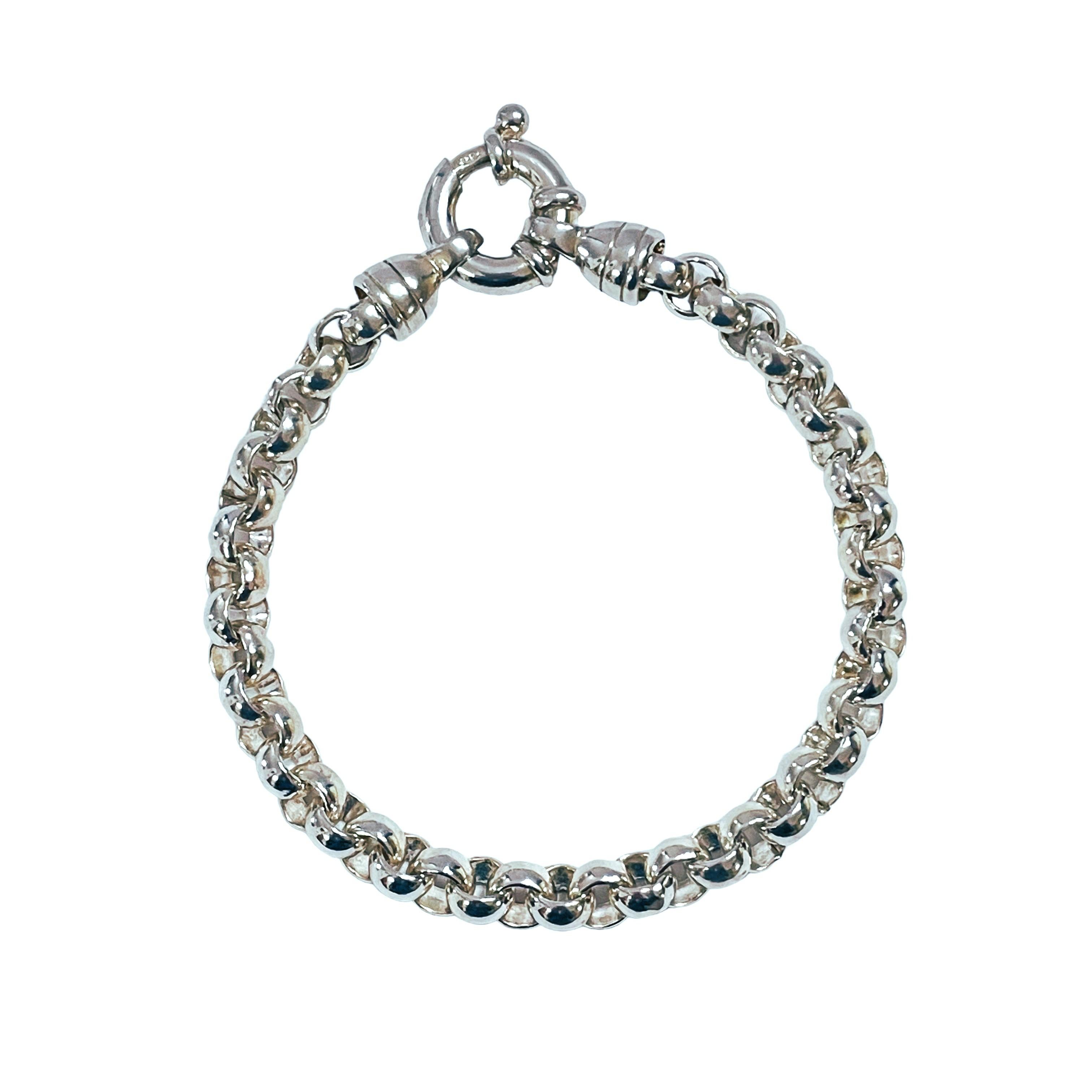 Solid 925 Sterling Silver Rolo Bracelet 7.25 with Large Spring Clasp ...