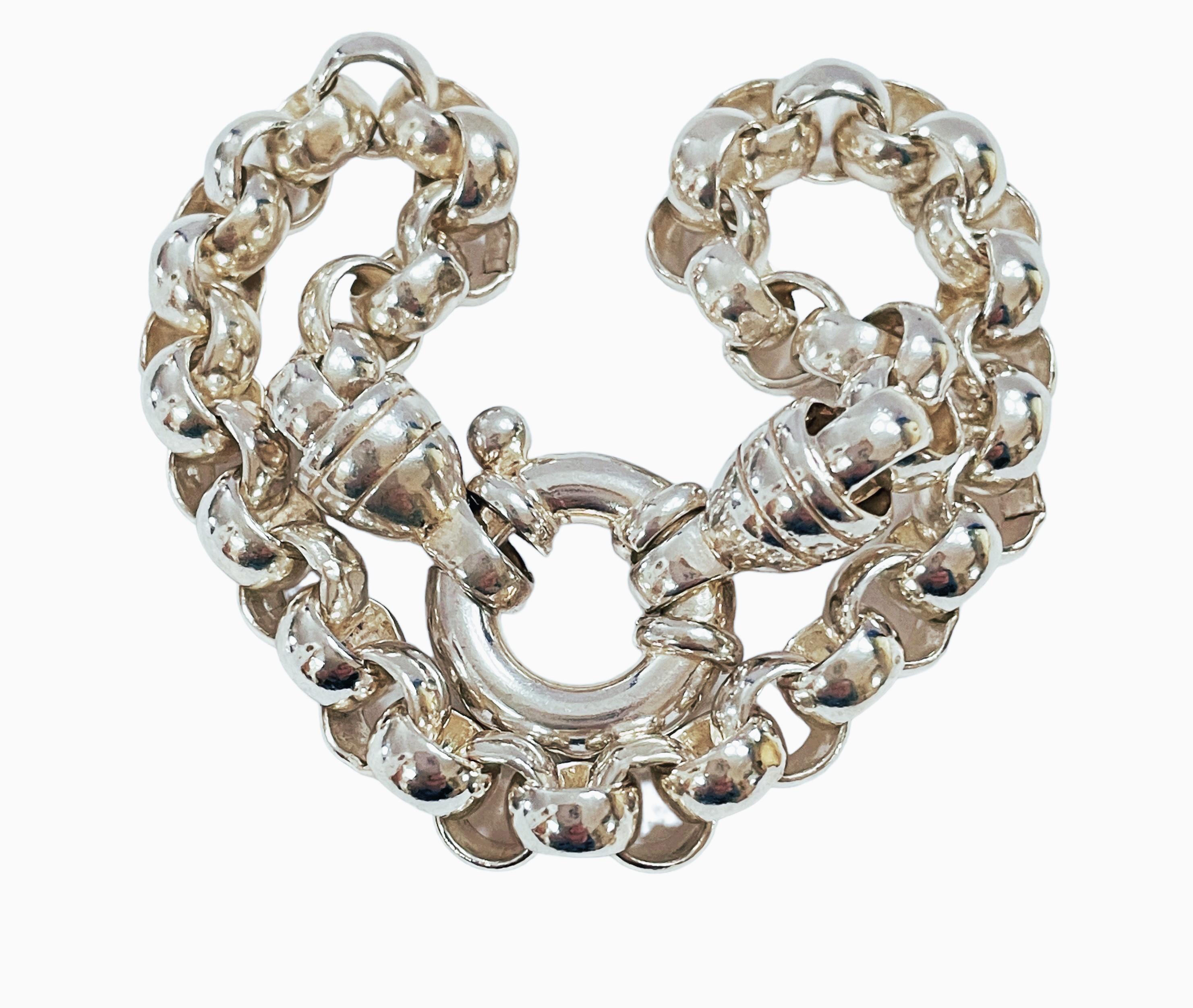 Solid 925 Sterling Silver Rolo Bracelet 7.25 with Large Spring Clasp ...