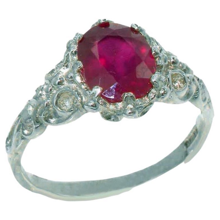 Customizable Solid 925 Sterling Silver Ruby Solitaire Victorian Style ...