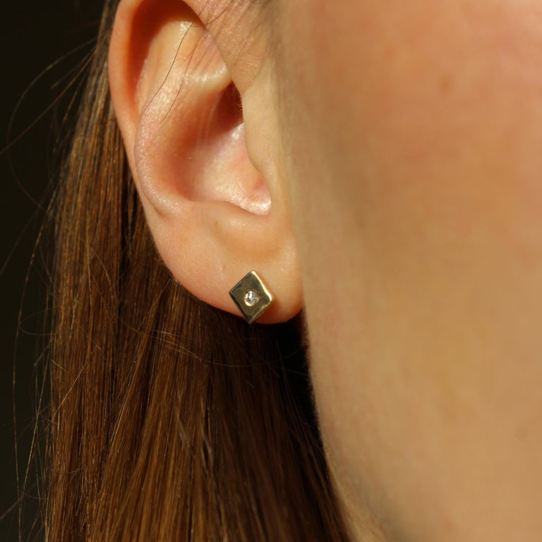 Solid 9k Gold Ocean Diamond Astria Earrings For Sale at 1stDibs