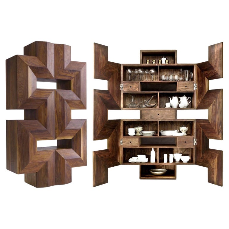 Solid American Walnut Cabinet with Five Drawers For Sale at 1stDibs