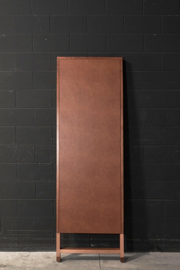 American Walnut Standing Mirror with Copper Inlay "Madison Standing ...