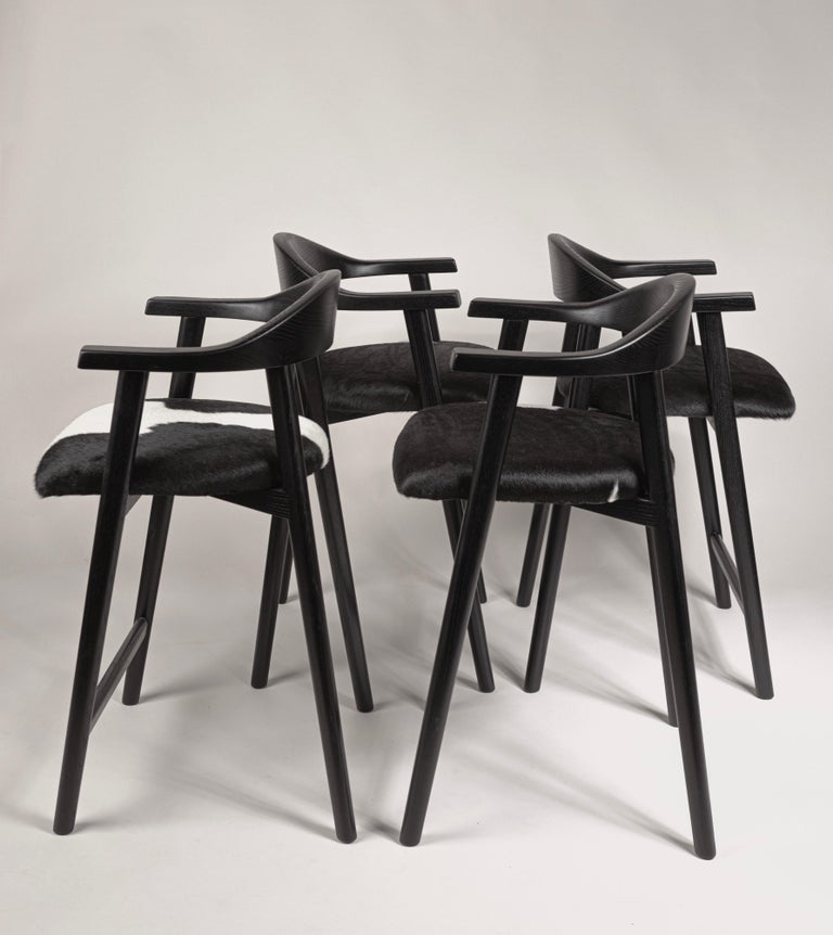 Solid Ash and Cow Hide Karve Counter Stools, Set of Four For Sale at ...