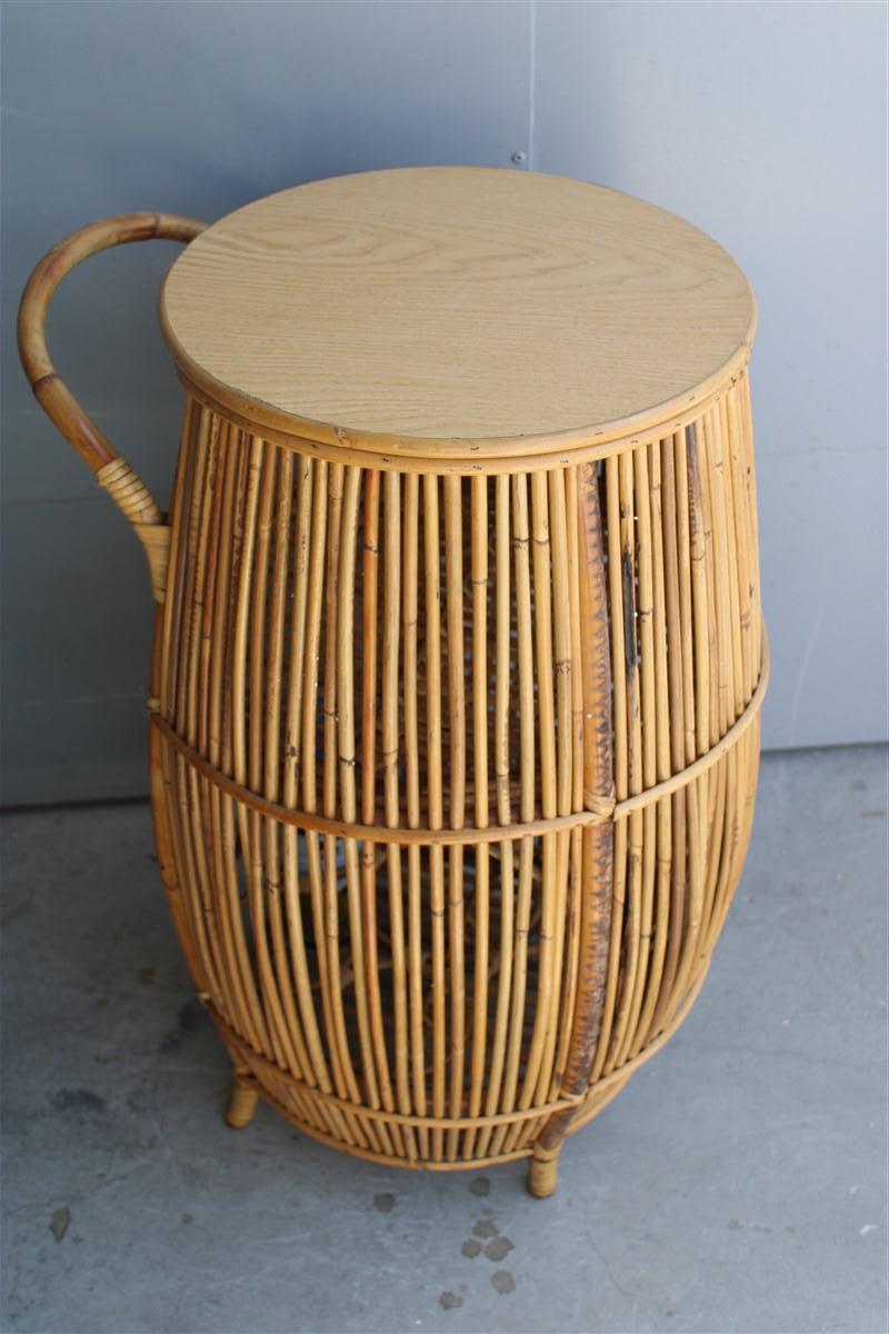 Solid Bamboo Barrel Bar Cabinet Entirely handmade Italy Midcentury For ...