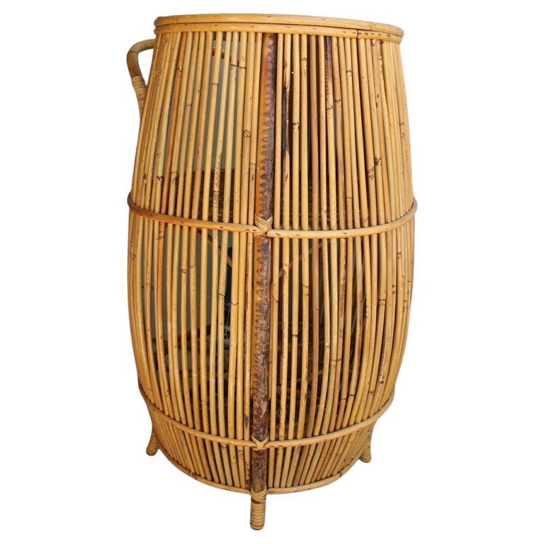Solid Bamboo Barrel Bar Cabinet Entirely handmade Italy Mid-century For ...
