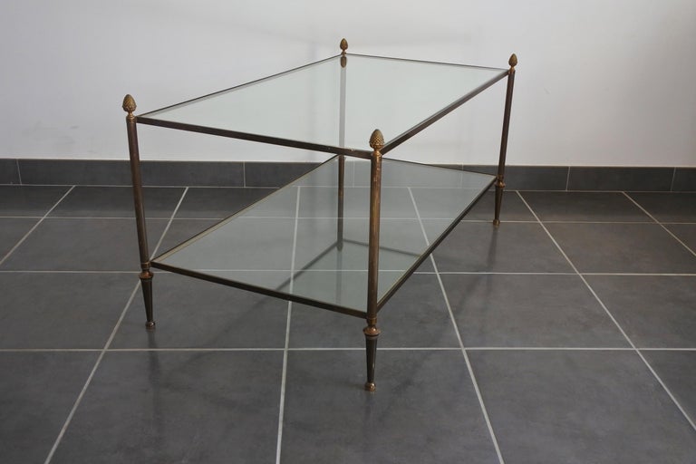 Solid Brass and Glass Two-Tier Coffee Table at 1stDibs