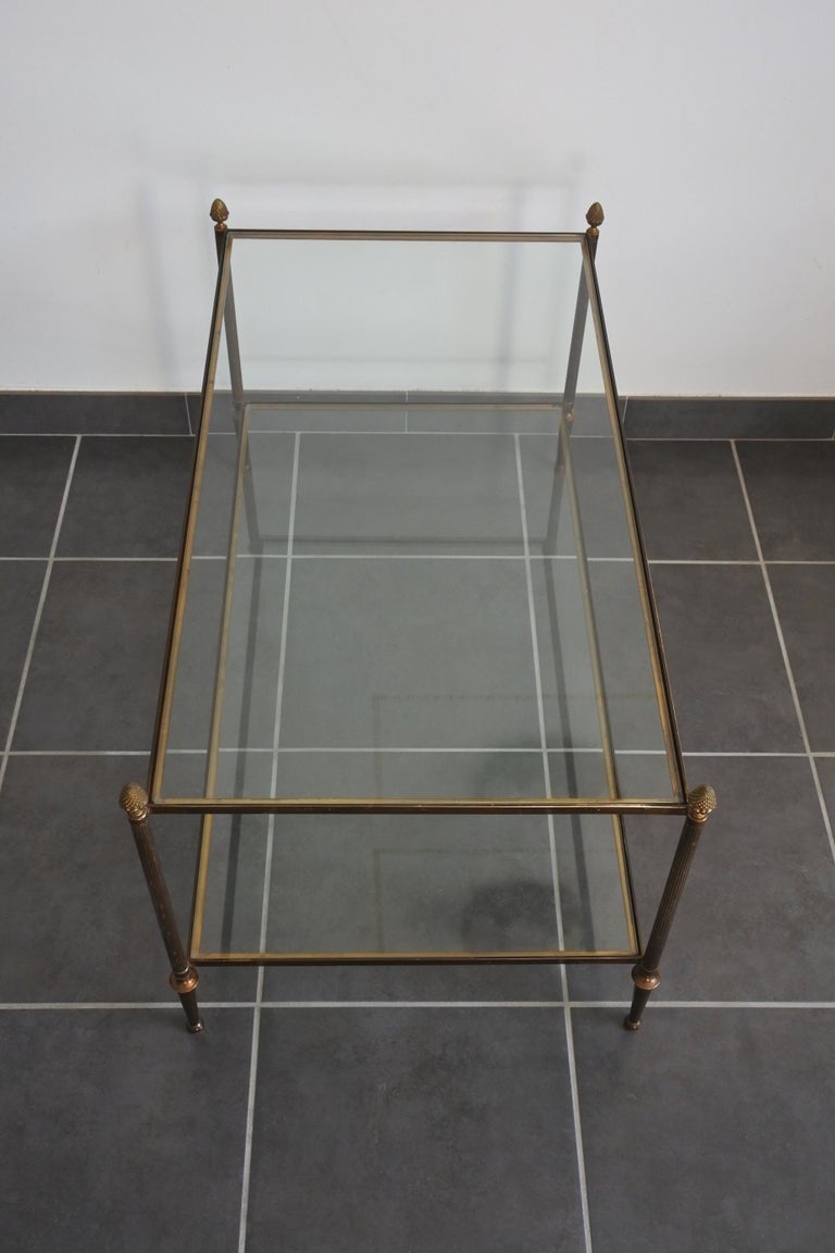 Solid Brass and Glass Two-Tier Coffee Table at 1stDibs