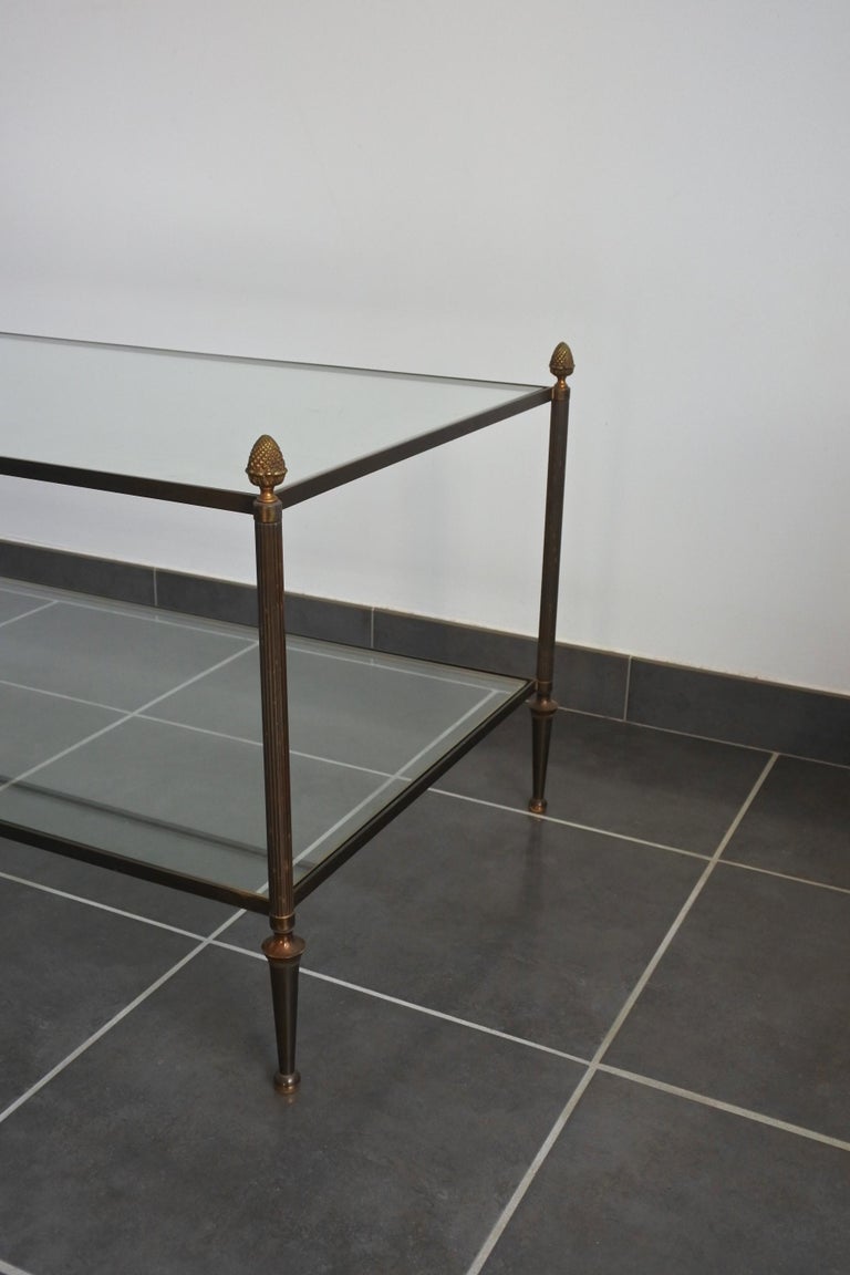 Solid Brass and Glass Two-Tier Coffee Table at 1stDibs