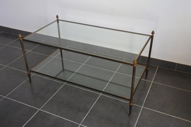 Solid Brass and Glass Two-Tier Coffee Table at 1stDibs