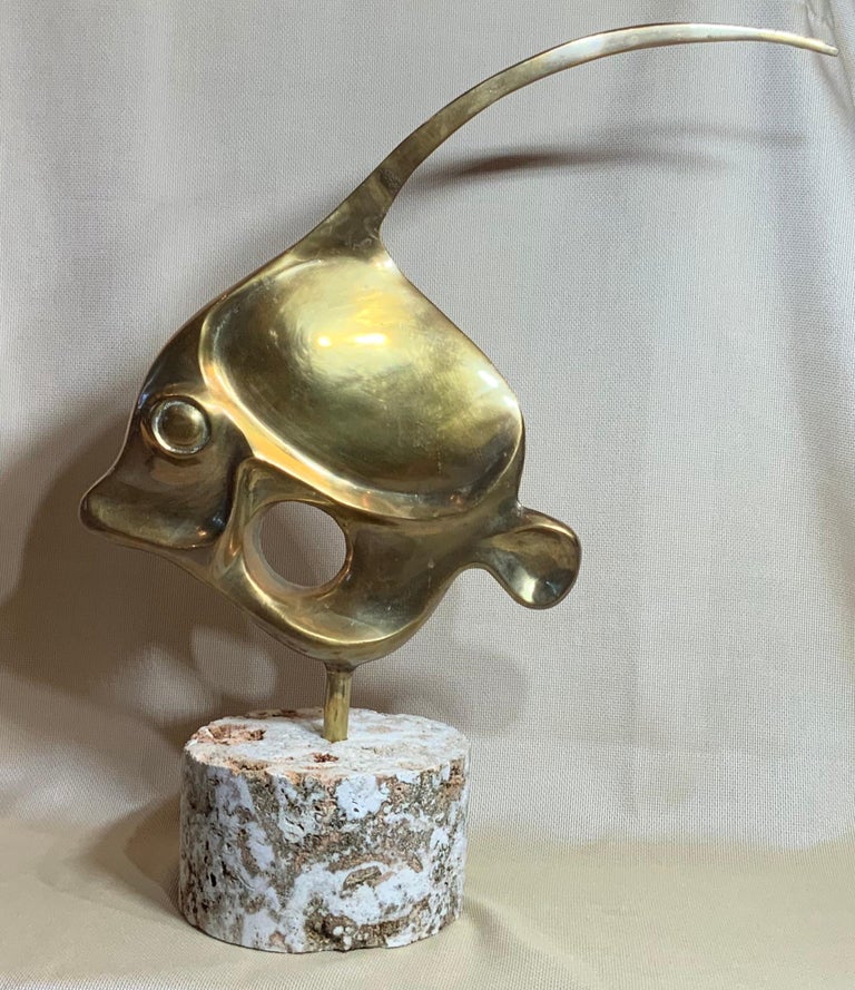 Solid Brass Fish Sculpture For Sale at 1stDibs