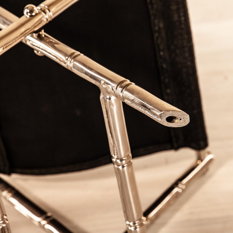 Solid Brass Foldable Bamboo Stool, Nickel-Plated, Luxury Details For ...