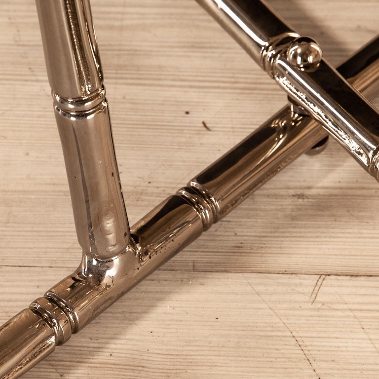 Solid Brass Foldable Bamboo Stool, Nickel-Plated, Luxury Details For ...