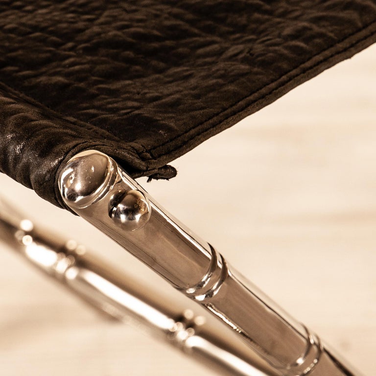 Solid Brass Foldable Bamboo Stool, Nickel-Plated, Luxury Details For ...