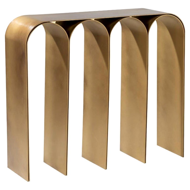 Solid Brass Gold Arch Console by Pietro Franceschini For Sale at 1stDibs