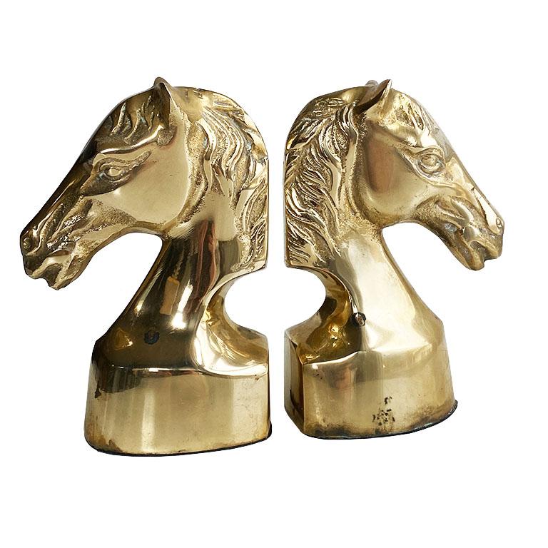 Solid Brass Horse Bookends, a Pair at 1stDibs