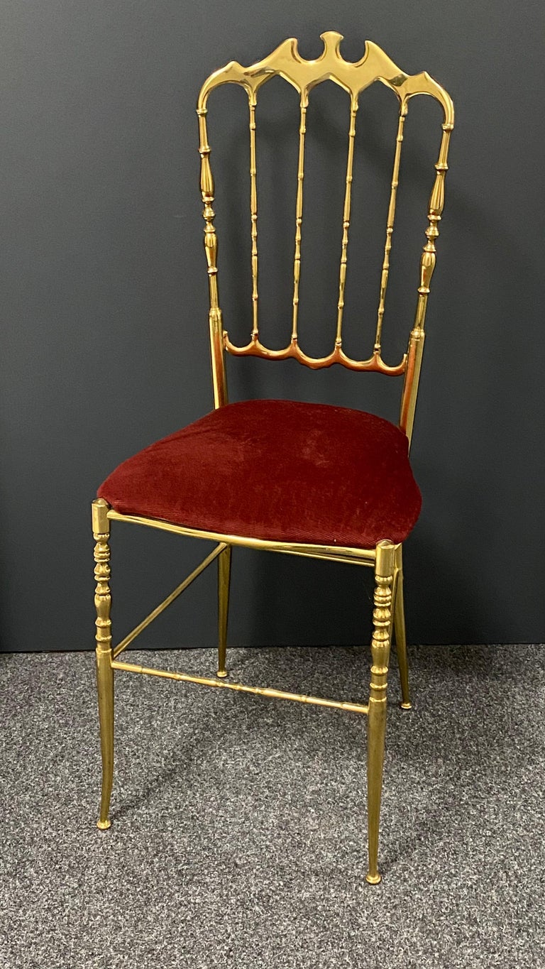 Solid Brass Italian Mid-Century Modern 'Chiavari' Vanity or Side Chair ...