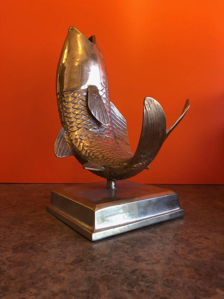 Solid Brass Koi Fish on Base Sculpture or Vase at 1stDibs | brass fish ...