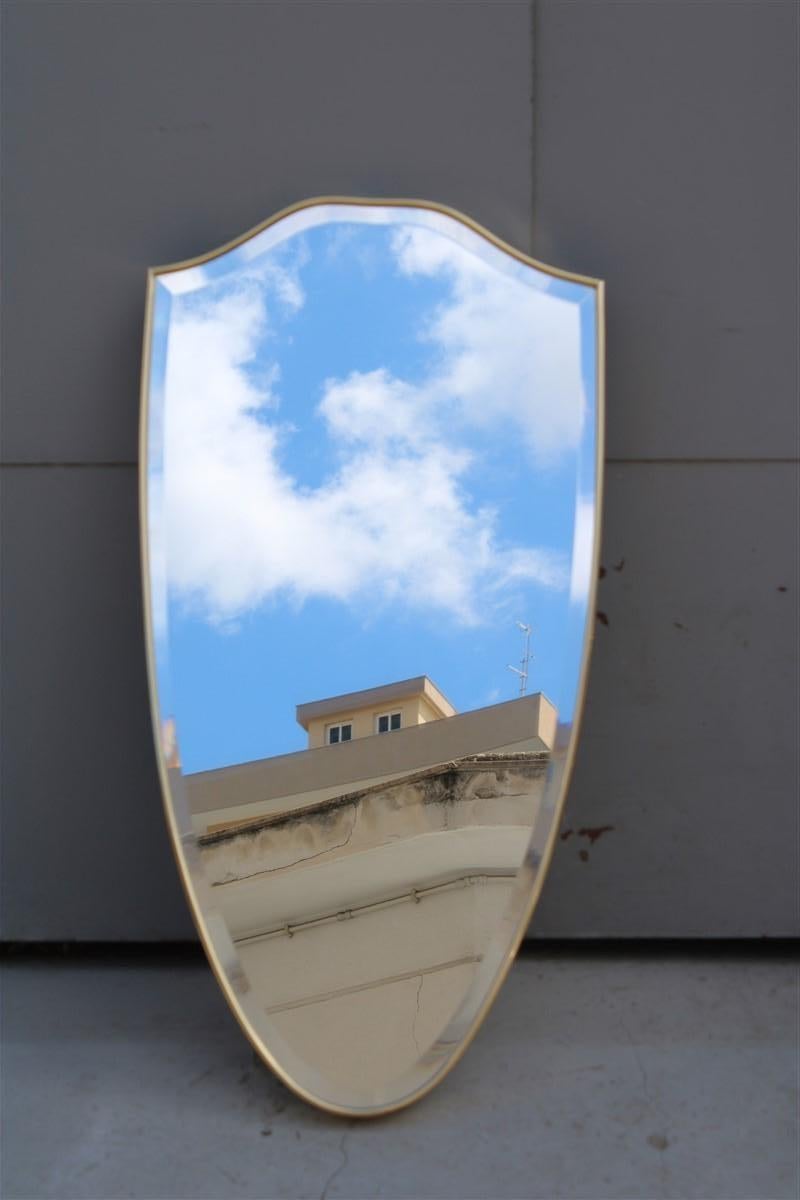 Solid Brass Mid-Century Italy Shield Mirror 1950s Shaped Ground Mirror ...