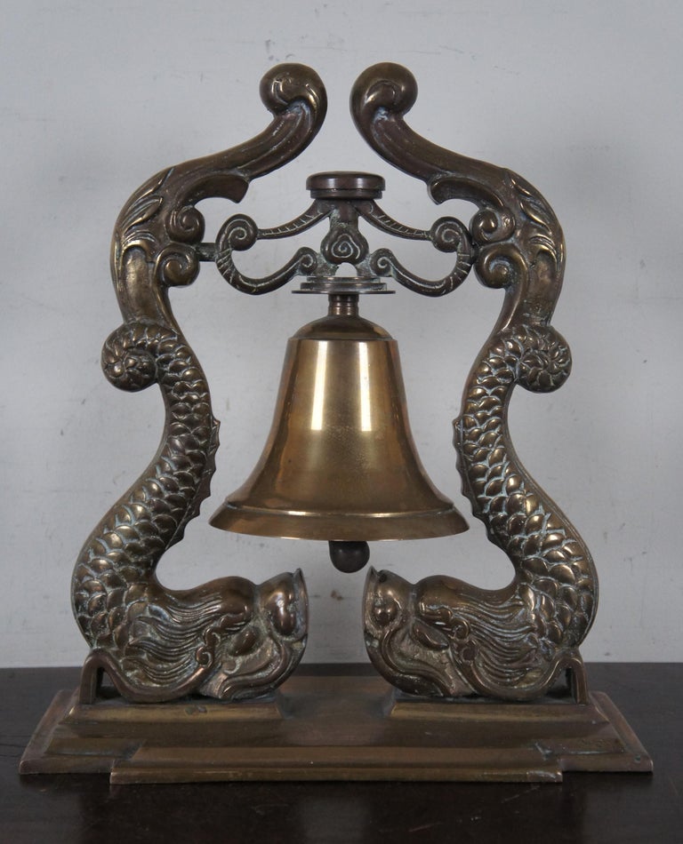 Solid Brass Nautical Navy Bell Submarine Officer Ship Captain Dolphins ...
