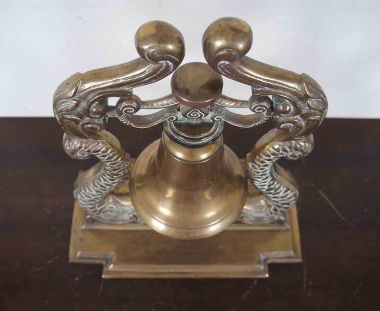 Solid Brass Nautical Navy Bell Submarine Officer Ship Captain Dolphins ...