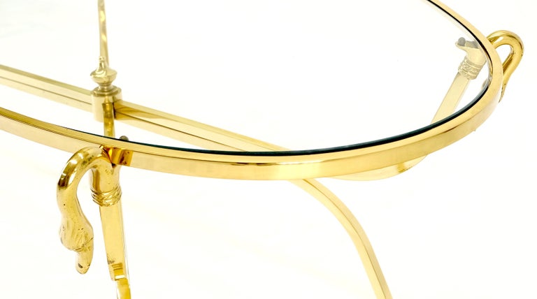 Solid Brass Oval Swan Heads Feet Motive Coffee Table Center Finial For ...