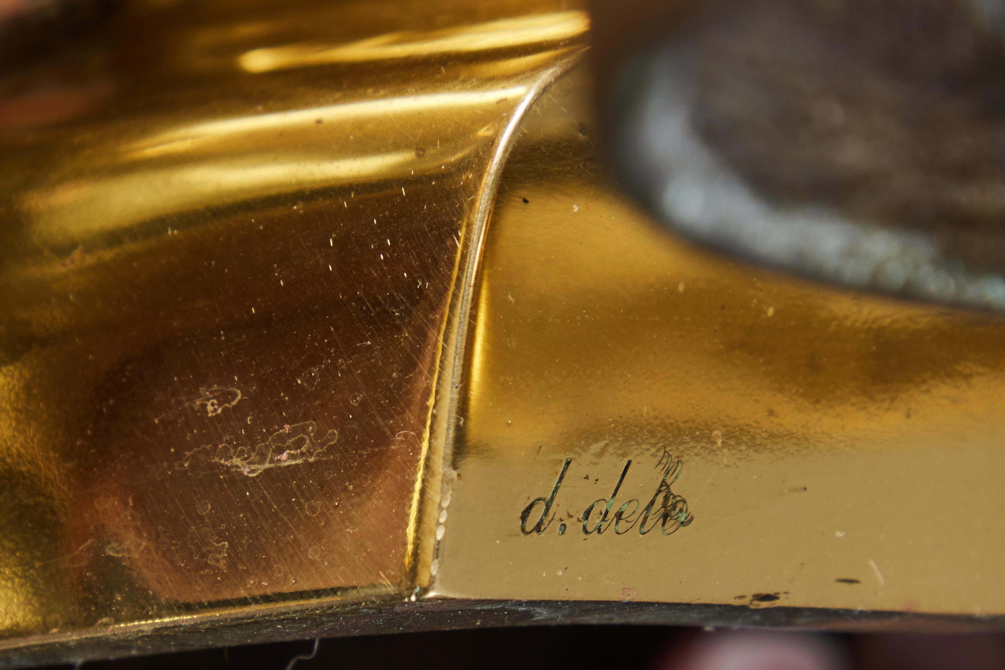 Solid Brass Panther Signed D. Delo, 1980's For Sale at 1stDibs