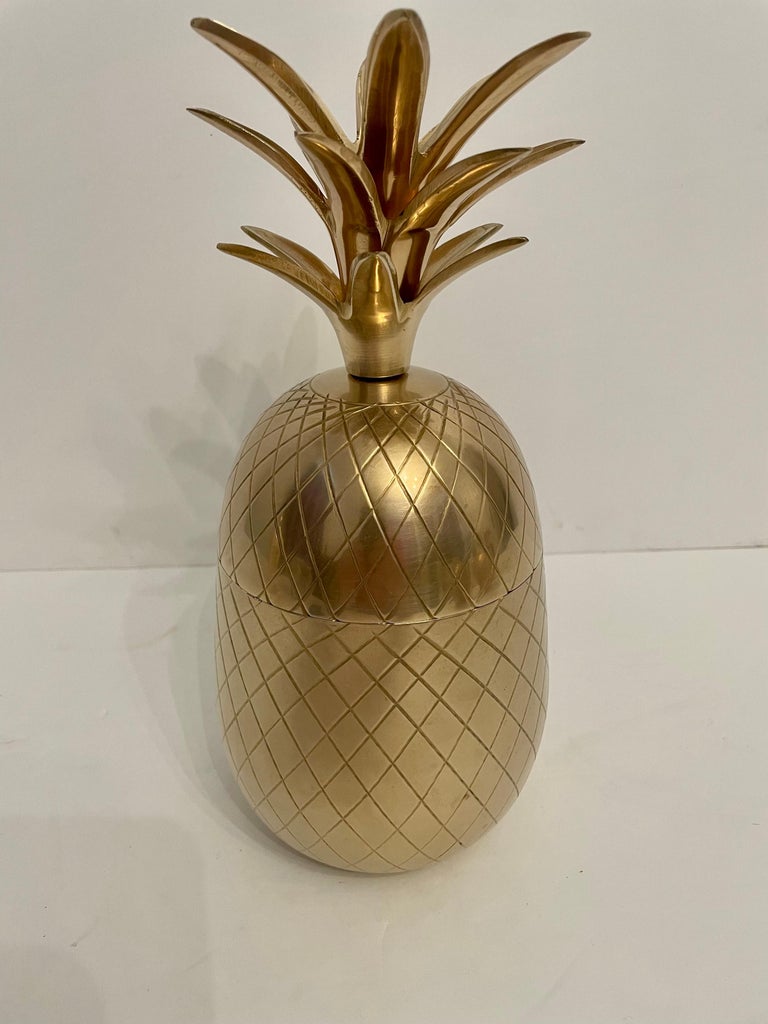 Solid Brass Pineapple Covered Container at 1stDibs