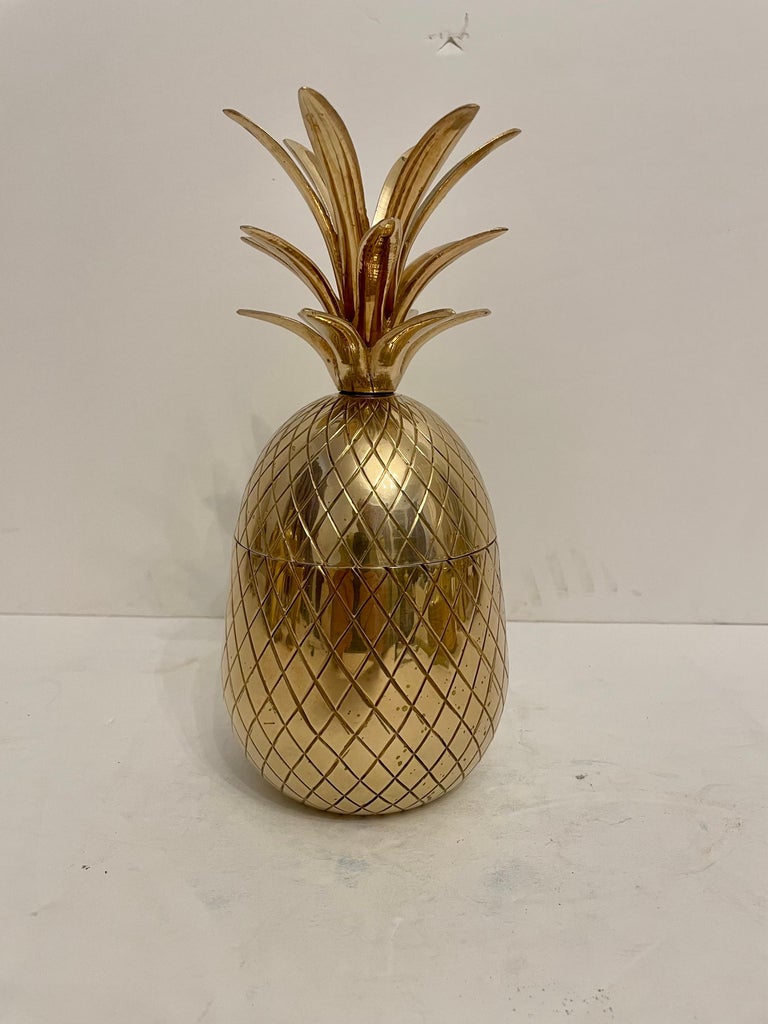 Solid Brass Pineapple Covered Container For Sale at 1stDibs