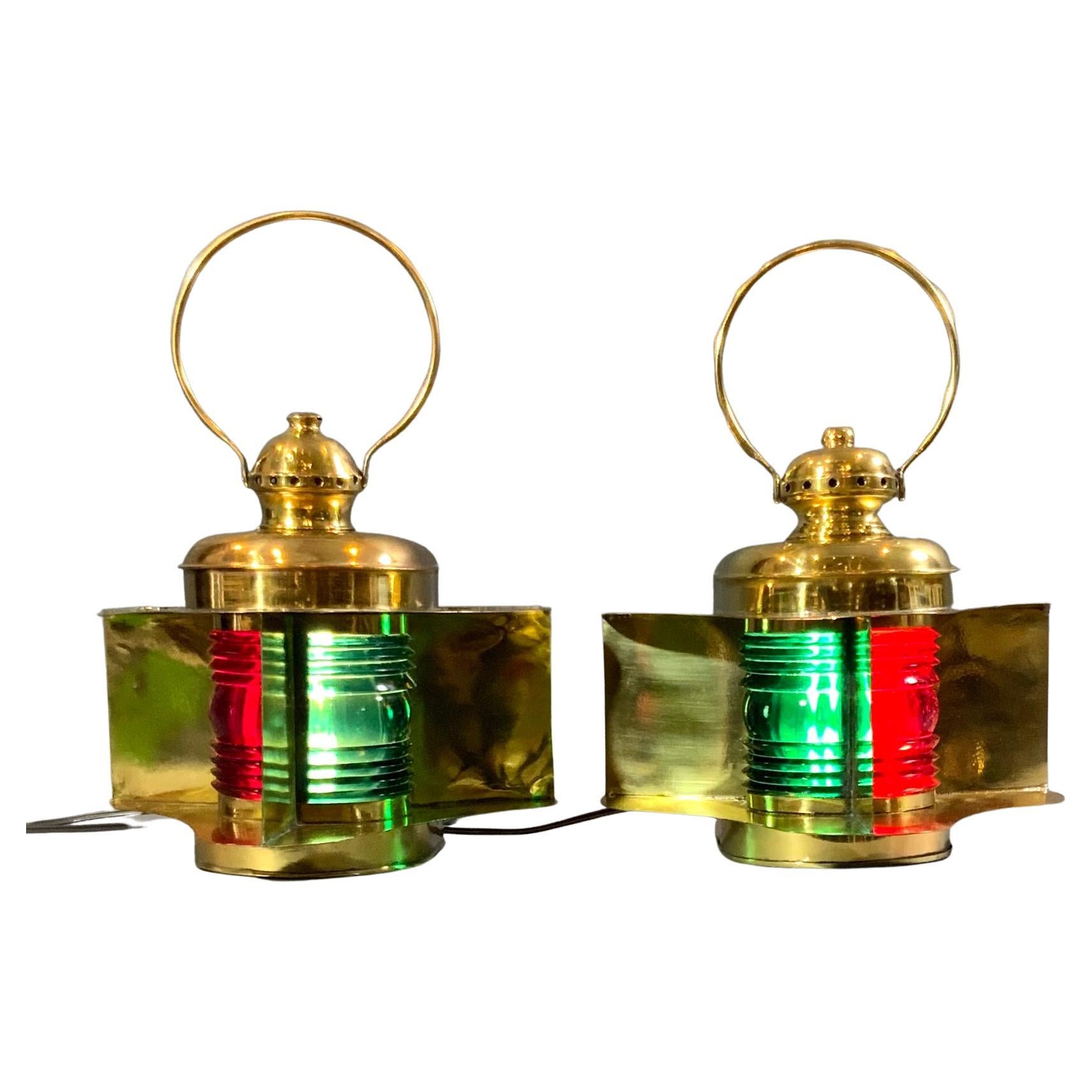 Solid Brass Port and Starboard Lanterns For Sale at 1stDibs