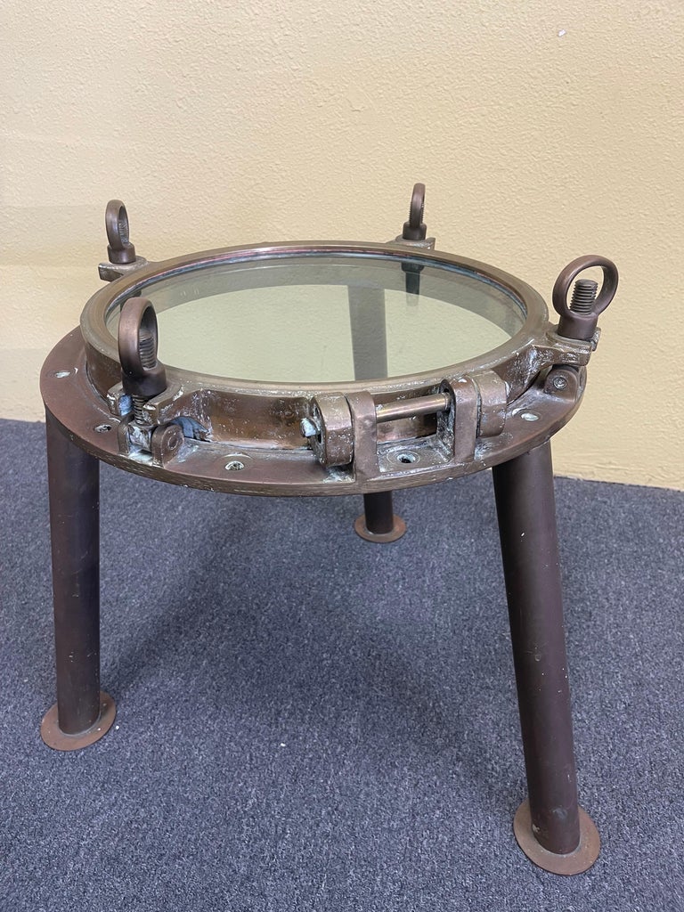 Solid Brass Port Hole Side Table For Sale at 1stDibs