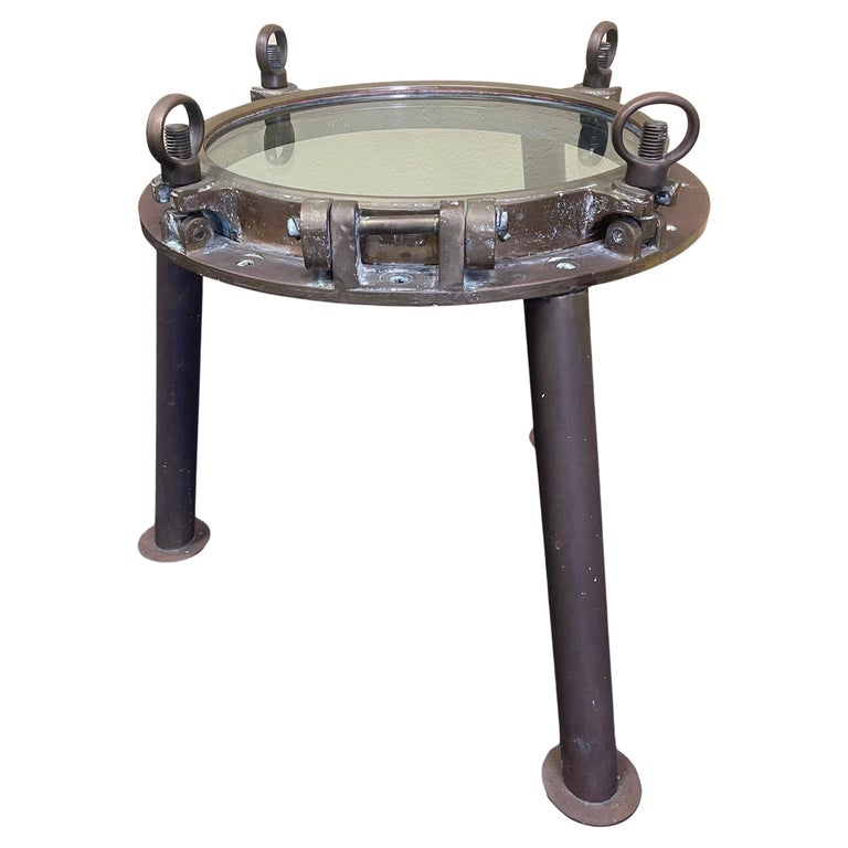 Solid Brass Port Hole Side Table For Sale at 1stDibs