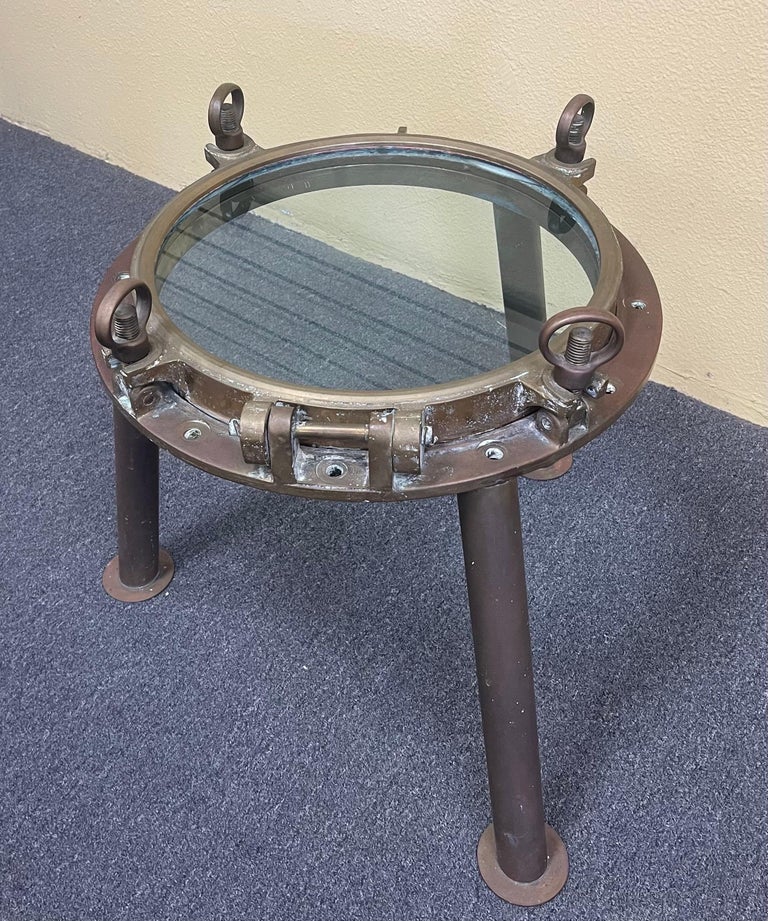 Solid Brass Port Hole Side Table For Sale at 1stDibs
