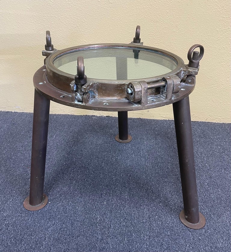 Solid Brass Port Hole Side Table For Sale at 1stDibs