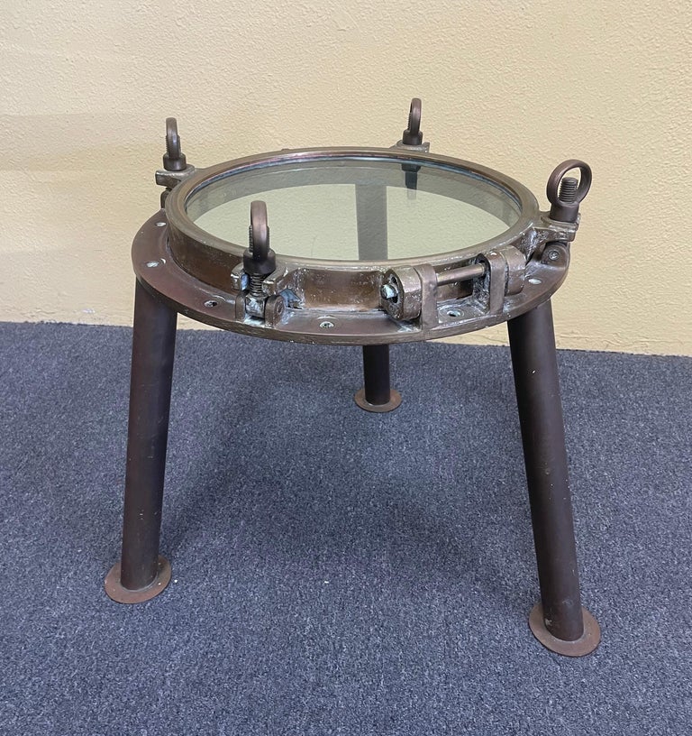 Solid Brass Port Hole Side Table For Sale at 1stDibs