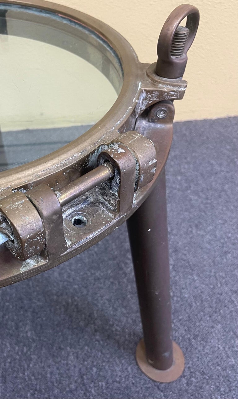 Solid Brass Port Hole Side Table For Sale at 1stDibs