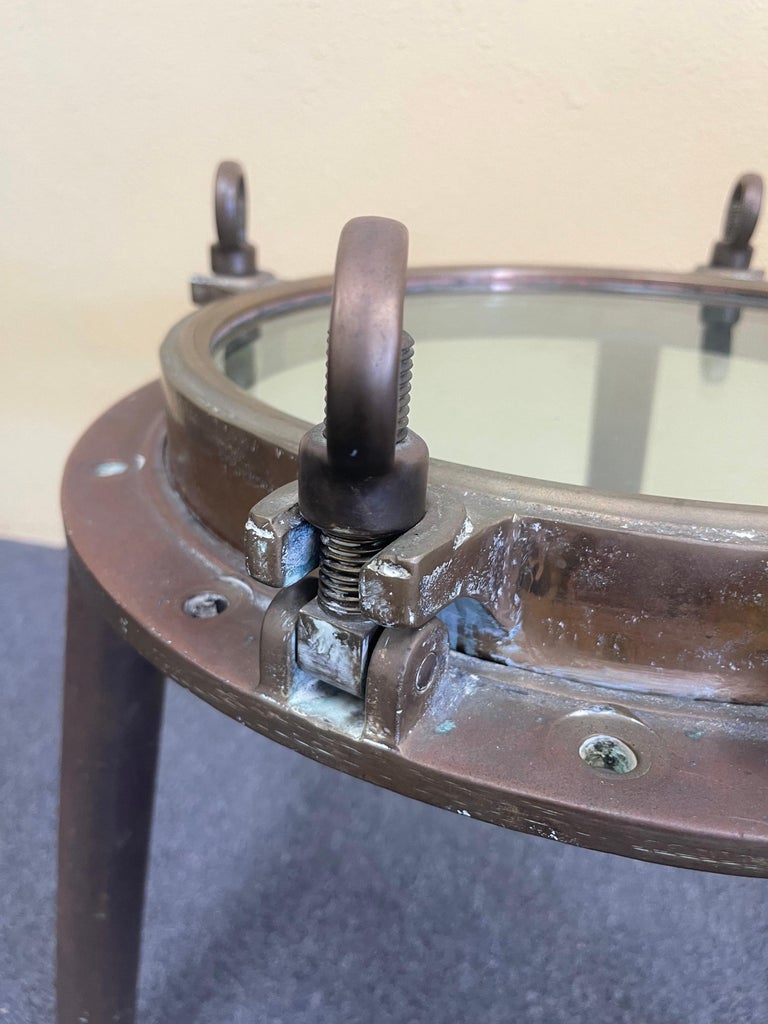 Solid Brass Port Hole Side Table For Sale at 1stDibs