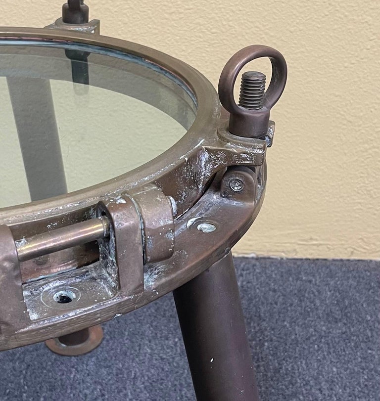 Solid Brass Port Hole Side Table For Sale at 1stDibs