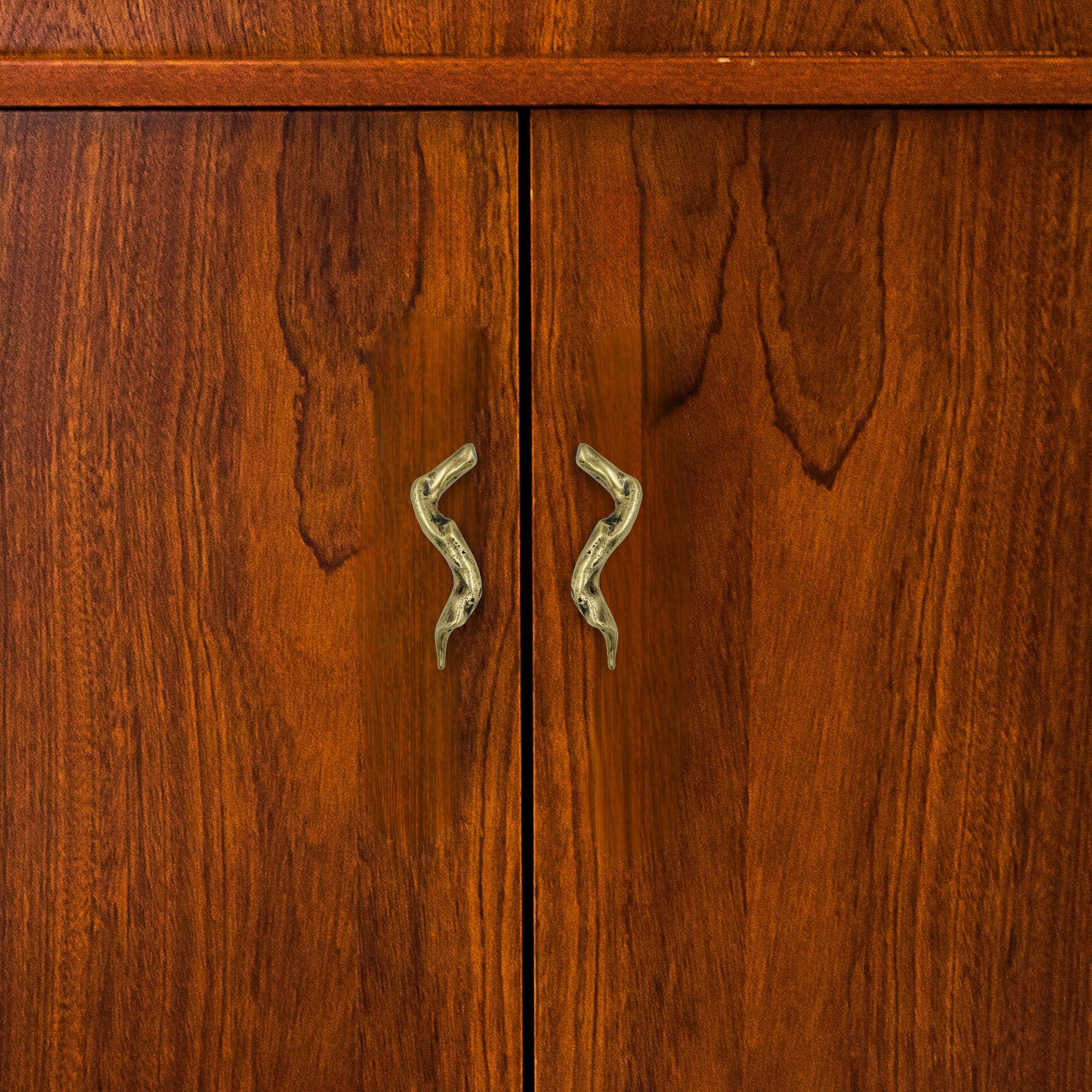 Solid Brass Pull Handle organic Inspiration 12 cm For Sale at 1stDibs