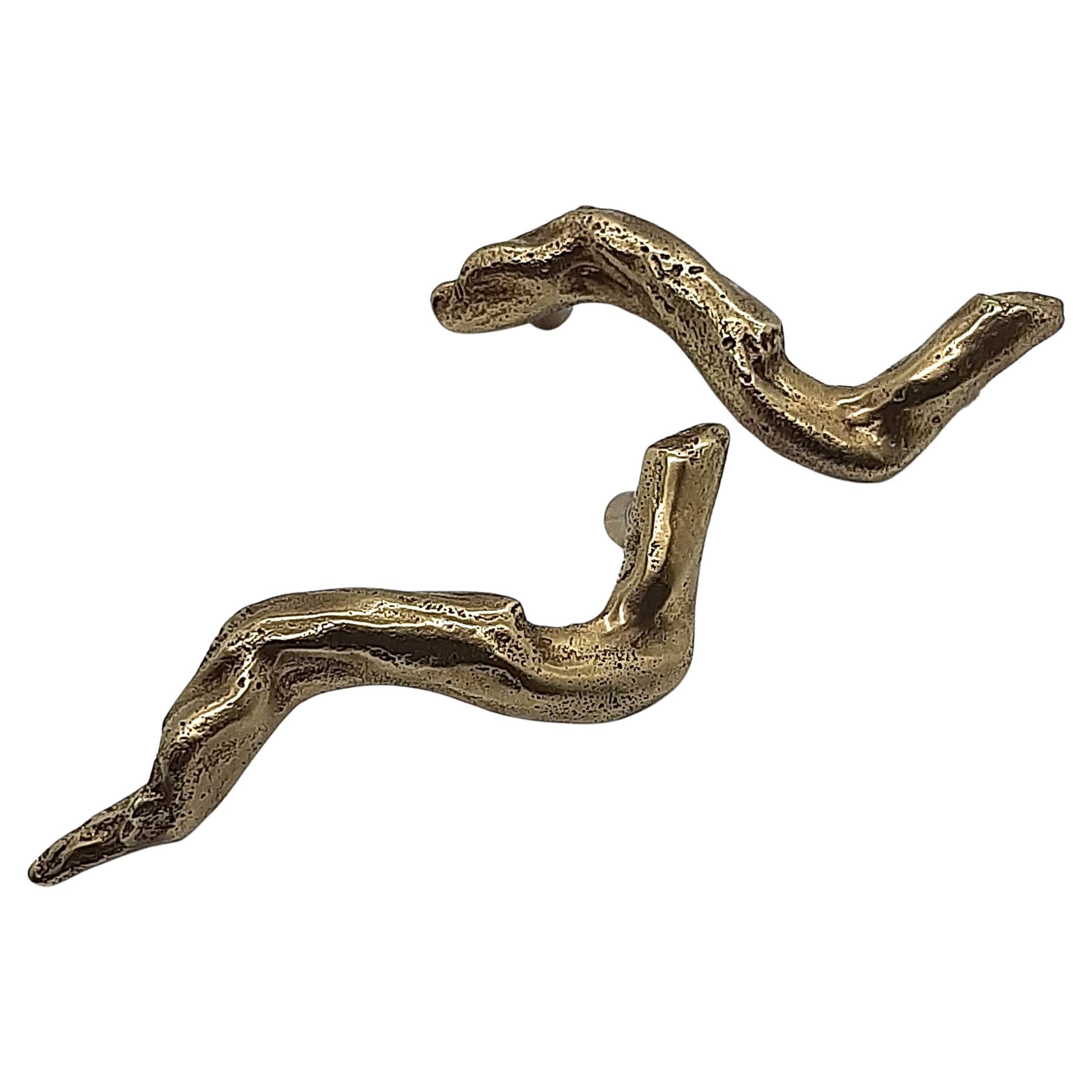Solid Brass Door Handle Organic Type 36 cm For Sale at 1stDibs
