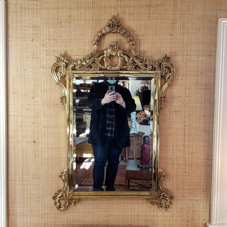 Solid Brass Rococo Form Mirror For Sale at 1stDibs