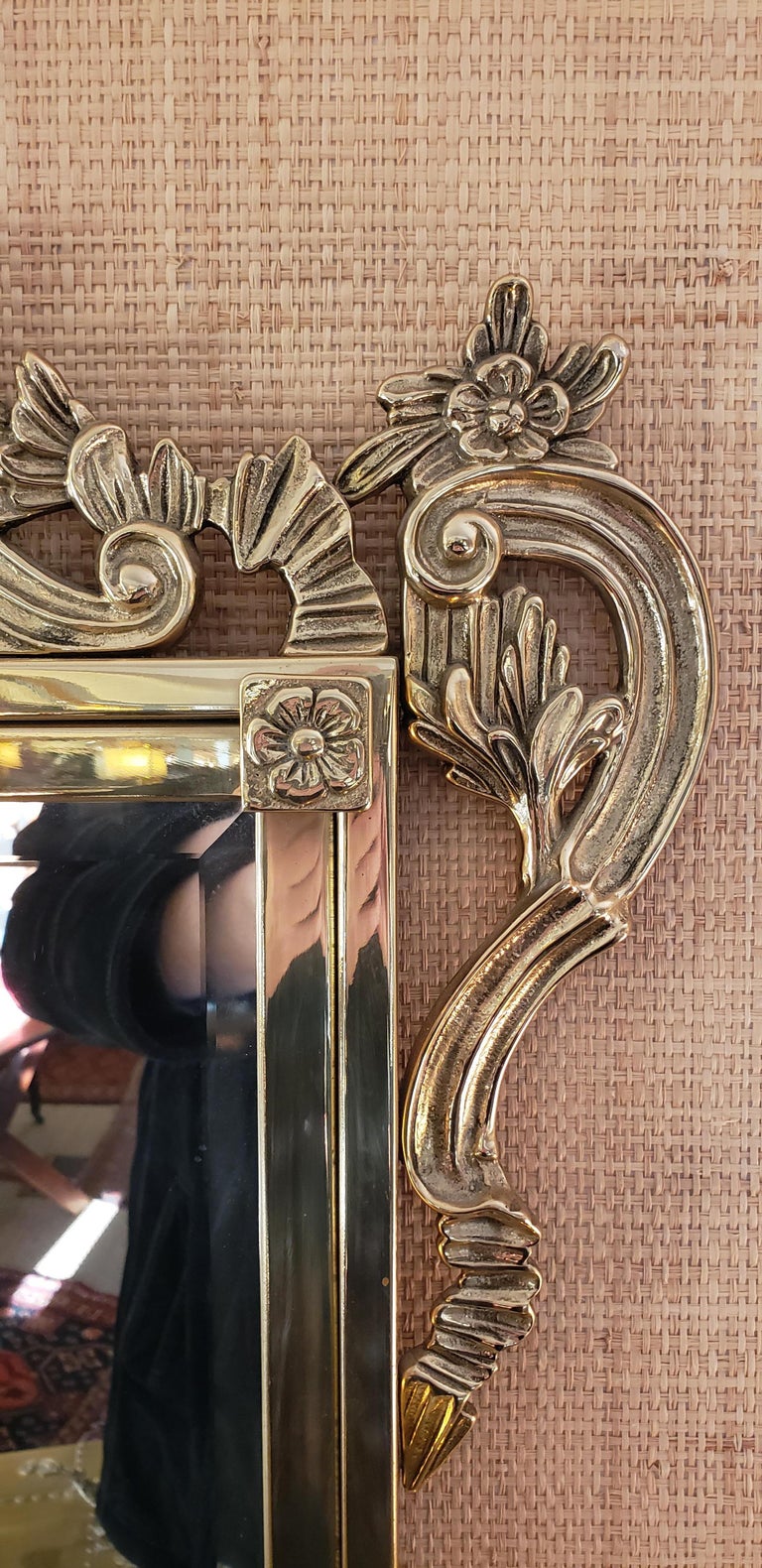 Solid Brass Rococo Form Mirror For Sale at 1stDibs