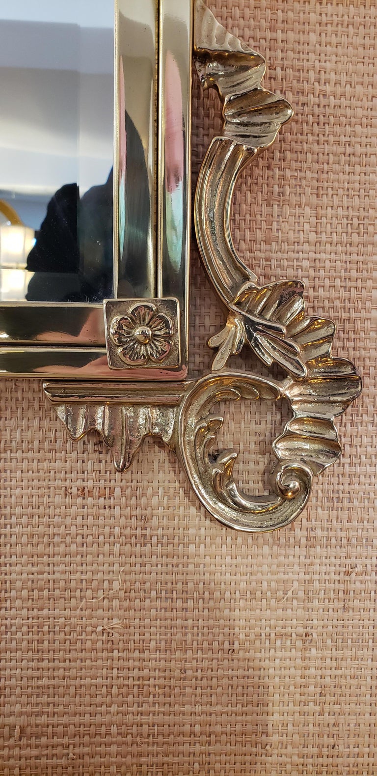 Solid Brass Rococo Form Mirror For Sale at 1stDibs