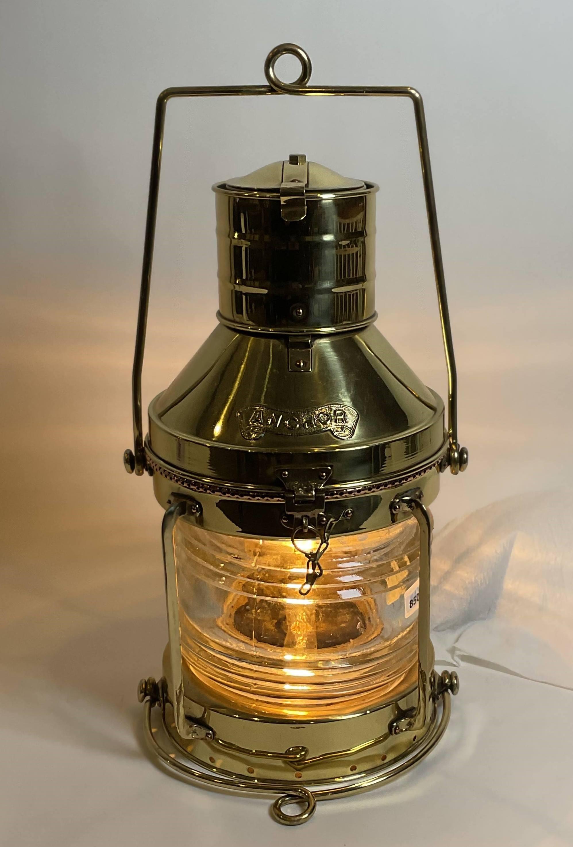 Solid Brass Ships Anchor Lantern For Sale at 1stDibs